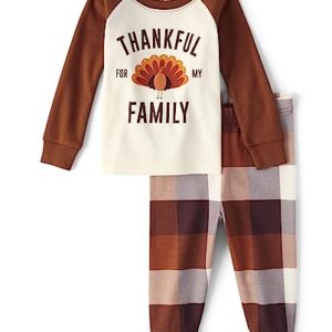 The Children's Place Baby 2 Piece and Toddler Thanksgiving Pajama Set, Cotton, Thankfull, 6-9 MONTHS