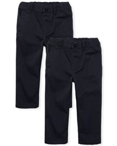 the children's place baby boys' and toddler stretch skinny chino pants, new navy 2-pack, 2t