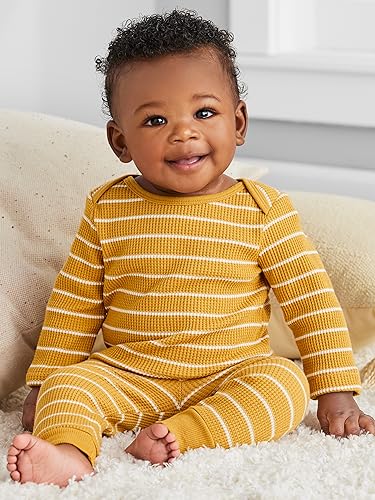 Simple Joys by Carter's Baby Boys' 4-Piece Textured Set, Gold/Blue, 3-6 Months