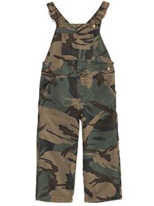 wrangler authentics boys' classic denin overall, forest night camo, 4t