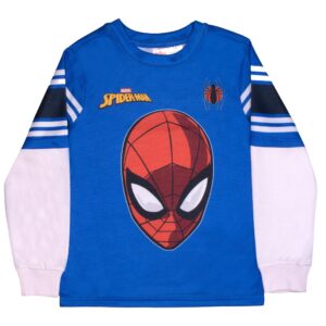 Marvel Superheroes Avengers and Spider-Man 2-Piece Set, Boys Long Sleeve Active Mesh T-Shirt & Pants 2-Pack Bundle Set (Size 5/6, Royal)