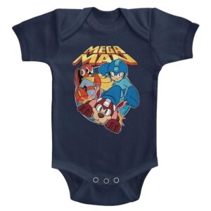 dress code mega man - unisex-baby flat colors onesie, size: 12m, color: navy