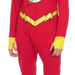 DC Comics The Flash Hooded One Piece Pajama (Adult Large)