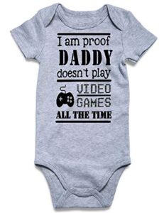 loveternal i'm proof daddy doesn't play video games baby boys romper newborn summer outfits jumpsuits for 3-6 months onsies baby boy soft cotton aunt onsies baby clothes pregnancy gift