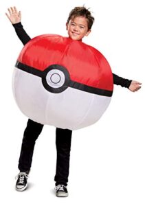 pokemon inflatable poke ball costume, kids size red and white fan operated expandable character blow up suit red & white