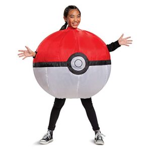 Pokemon Inflatable Poke Ball Costume, Kids Size Red and White Fan Operated Expandable Character Blow Up Suit Red & White