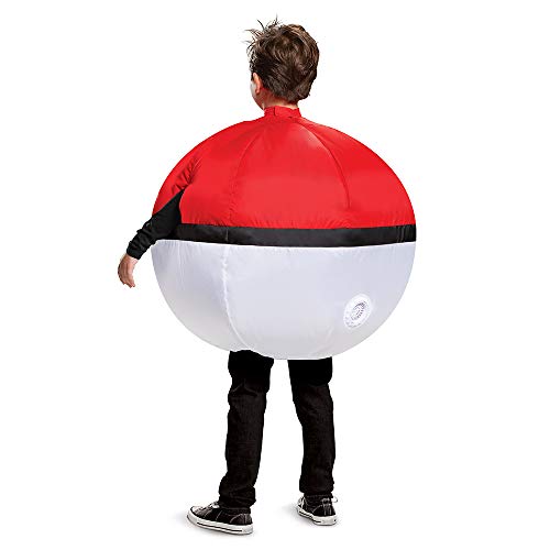 Pokemon Inflatable Poke Ball Costume, Kids Size Red and White Fan Operated Expandable Character Blow Up Suit Red & White