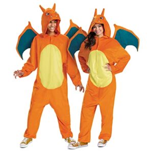 disguise unisex adult charizard for adults, deluxe official pokemon halloween sized costumes, as shown, size extra large 50-52 us