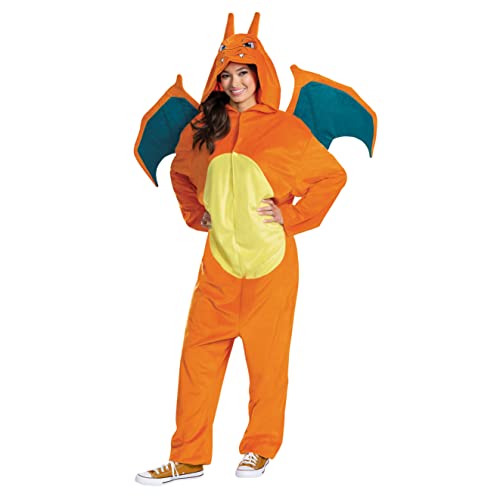 Disguise unisex adult Charizard for Adults, Deluxe Official Pokemon Halloween Sized Costumes, As Shown, Size Extra Large 50-52 US