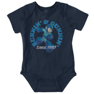 brisco brands mega man video game runnin and gunnin baby romper boys or girls