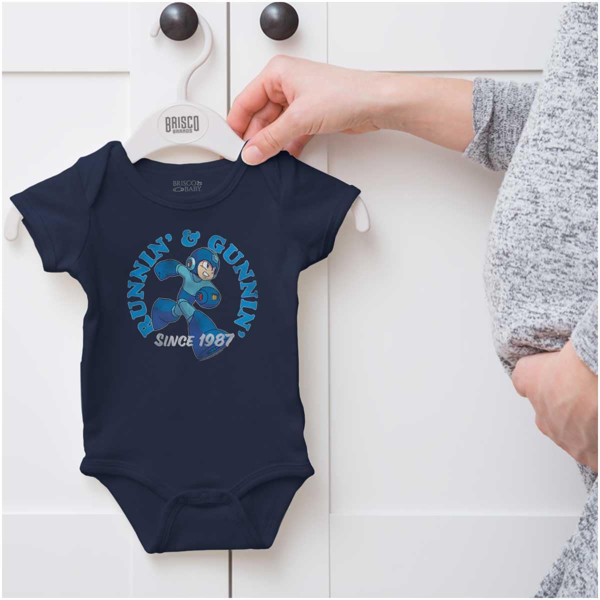 Brisco Brands Mega Man Video Game Runnin and Gunnin Baby Romper Boys or Girls