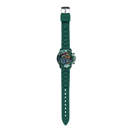 Ninja Turtles Kids' Digital Watch with Green Bezel, LED Lights, Green Strap - With Ninja Turtles on Dial, Safe for Children