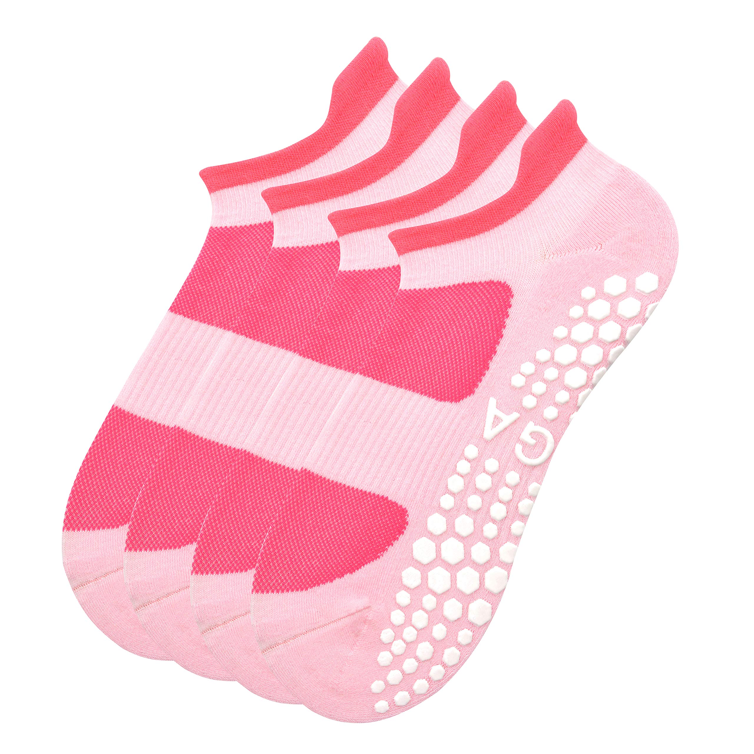 Busy Socks Trampoline Yoga Grip Socks for Women Non Slip, Pilates Althletic Moisture Wicking Slipper Socks for Kickboxing,2 Pairs,Pink