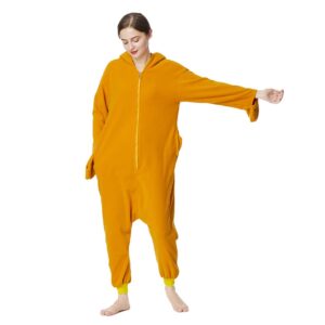 ogu' deal psyduck onesie pajamas yellow duck halloween animal cosplay costumes one-piece jumpsuits for men women, zipper closure (large)