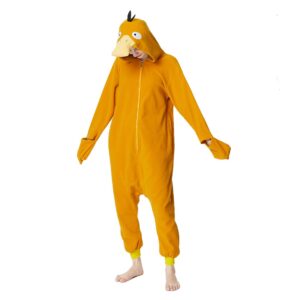 OGU' DEAL Psyduck Onesie Pajamas Yellow Duck Halloween Animal Cosplay Costumes One-Piece Jumpsuits for Men Women, Zipper Closure (Large)