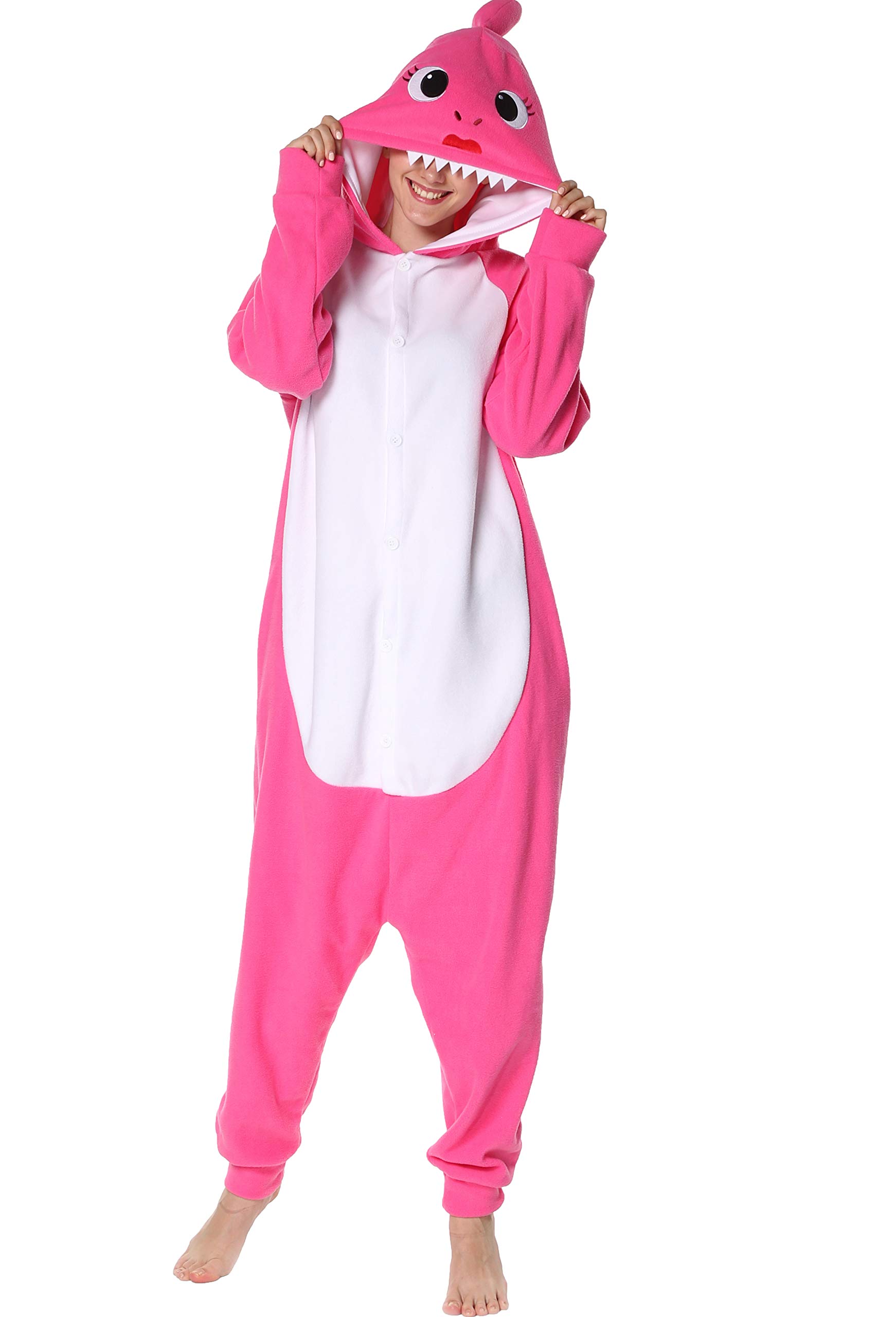 Markest Onesie Unisex Adult Pajamas Animal Rose Red Shark Cosplay Costume Sleepwear,M