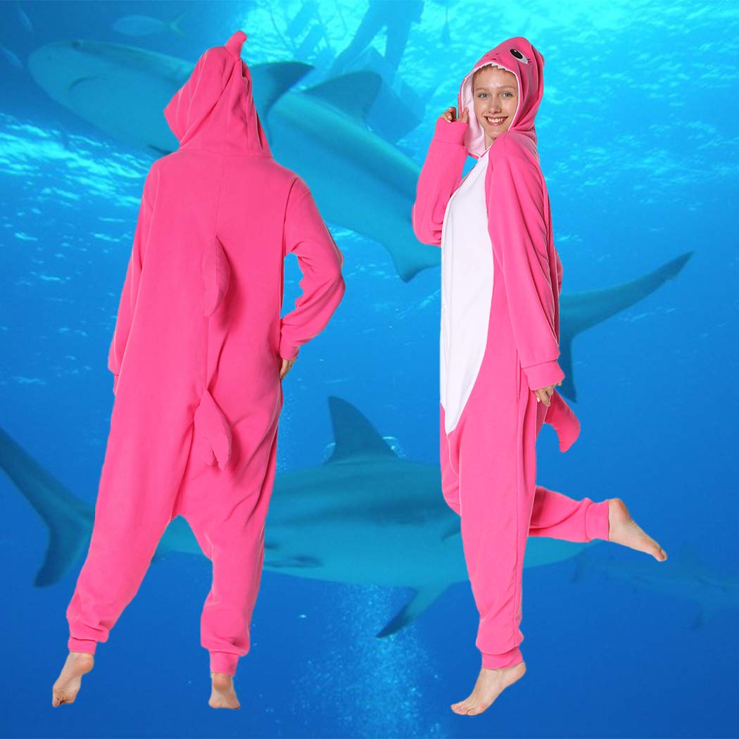 Markest Onesie Unisex Adult Pajamas Animal Rose Red Shark Cosplay Costume Sleepwear,M