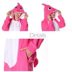 Markest Onesie Unisex Adult Pajamas Animal Rose Red Shark Cosplay Costume Sleepwear,M