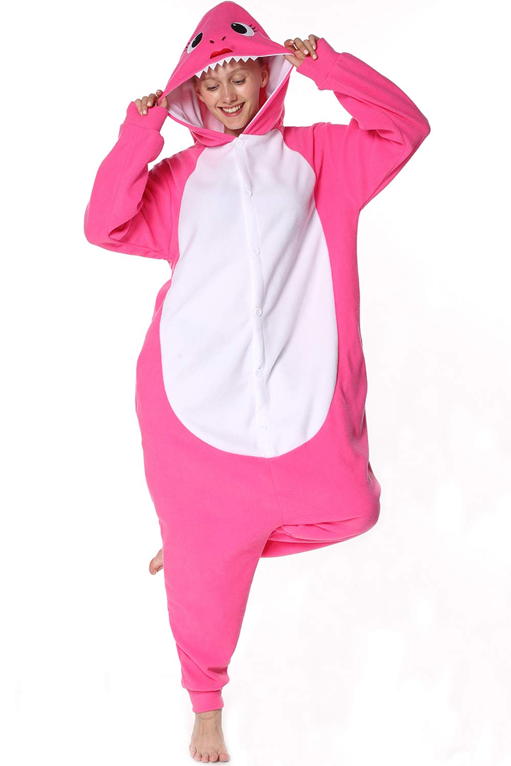 Markest Onesie Unisex Adult Pajamas Animal Rose Red Shark Cosplay Costume Sleepwear,M