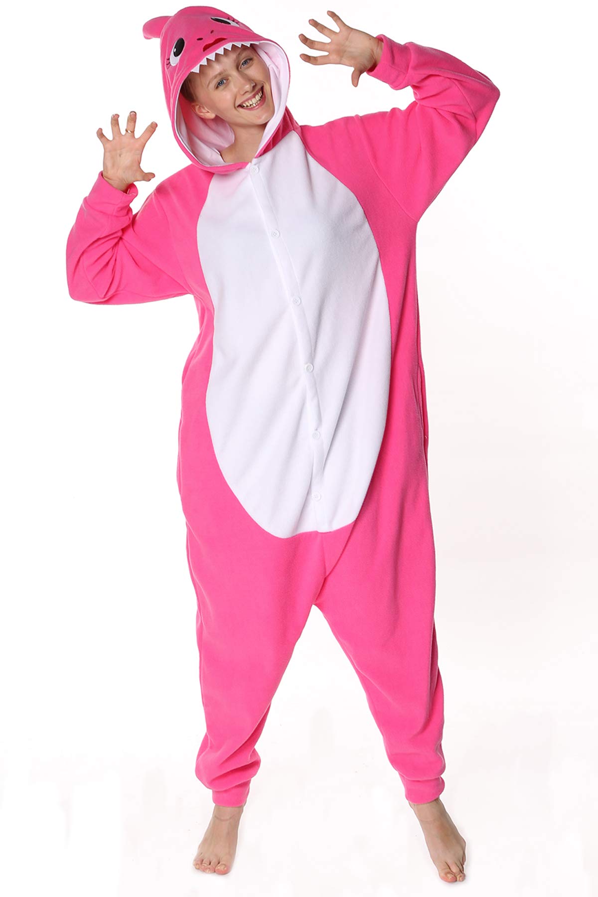 Markest Onesie Unisex Adult Pajamas Animal Rose Red Shark Cosplay Costume Sleepwear,M