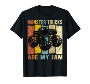 monster trucks are my jam vintage retro monster truck t-shirt