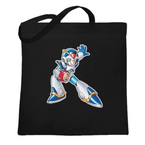 pop threads mega man x full armor megaman video gaming canvas tote bag black 15x15 inches