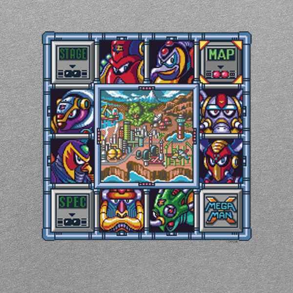 Pop Threads Mega Man X Stage Select Megaman Video Gaming Youth Kids Girl Boy T-Shirt Sport Grey XS