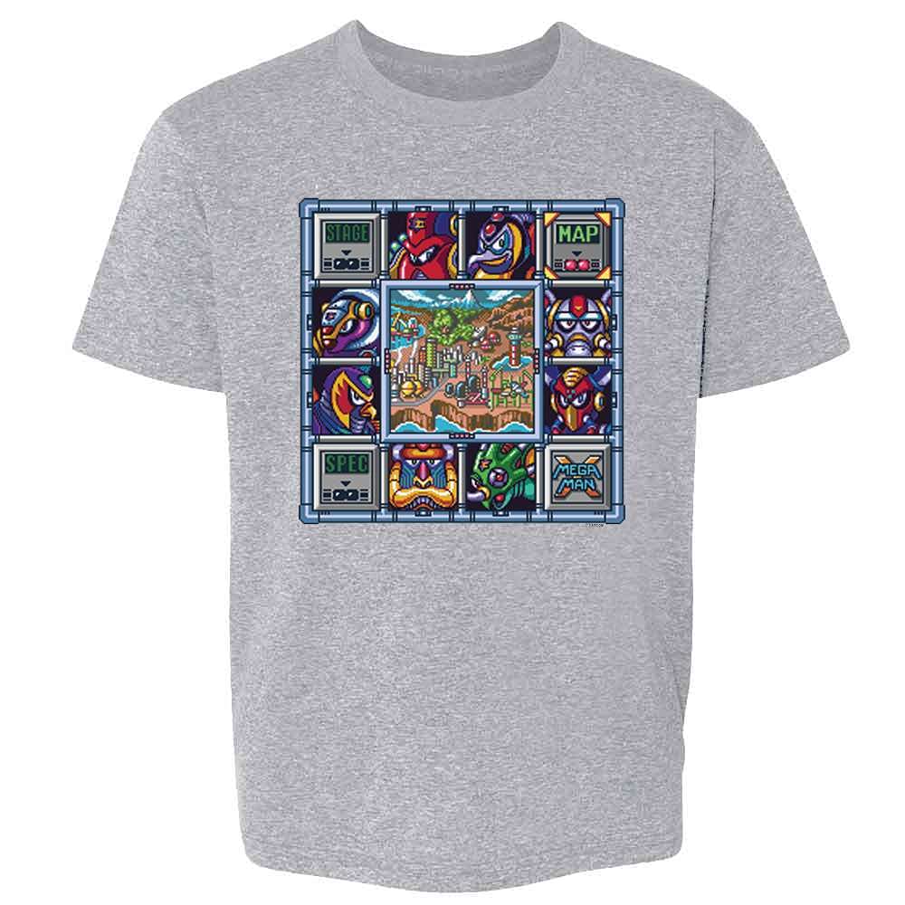 Pop Threads Mega Man X Stage Select Megaman Video Gaming Youth Kids Girl Boy T-Shirt Sport Grey XS