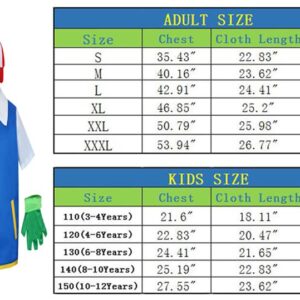 SUXIA Anime Trainer Costume Halloween Cosplay Jacket Gloves Hat Set (120(4-6Years), blue)