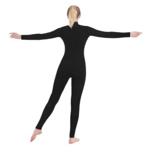 SUPRNOWA Full Body Unitard Turtleneck Spandex Footless Long Sleeve Bodysuit Unisex (Medium, Black)