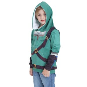 bedjimi 3d print hoodie for kids long sleeve hooded sweatshirt pullover halloween cosplay costume for boys green