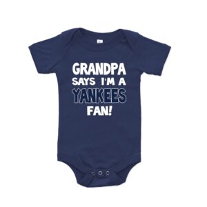 nanycrafts baby's grandpa says i'm a yankees fan bodysuit 18 months navy