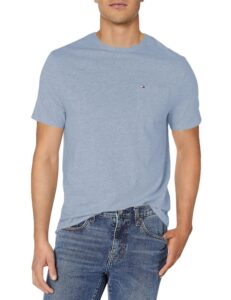 tommy hilfiger men's tall essential short sleeve cotton crewneck pocket t-shirt, malaga blue heather, xx-large big