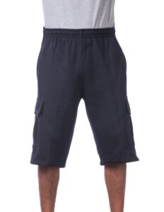 pro club men's fleece cargo short, navy, x-large