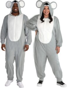 amscan koala hooded jumpsuit | plus xxl | | gray and white - 1 pc