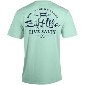 salt life mens ocean kin short sleeve tee, sea glass, x-large