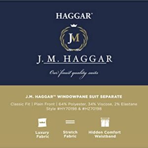 J.M. Haggar Men's Premium Stretch Tailored Fit Subtle Pattern Suit Separates Jackets, Blue Heather-Pant, 40W x 30L