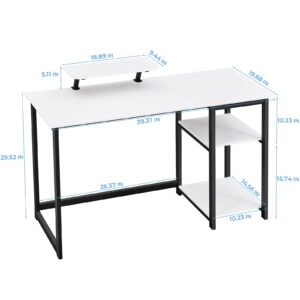 GreenForest Computer Desk with Monitor Stand and Reversible Storage Shelves,39 inch Small Home Office Writing Study Desk for Small Spaces,White