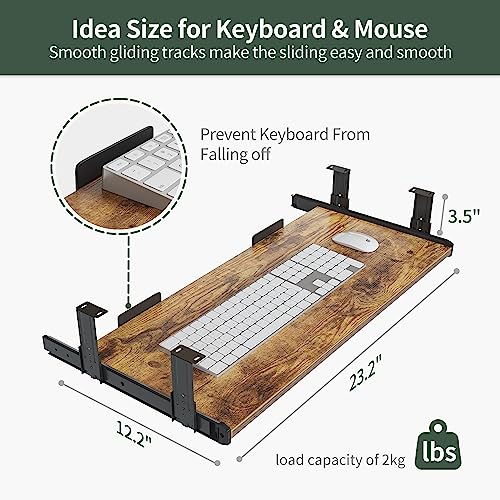 FEZIBO Height Adjustable Electric Standing Desk with 4 Drawers and keyboard tray, 48 x 24 Inch Table with Storage Shelf, Sit Stand Desk with Splice Board, Rustic Brown