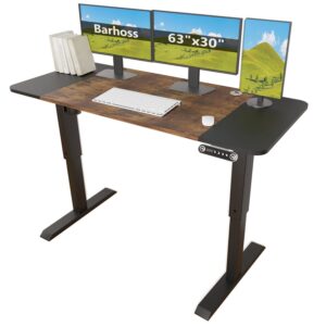 barhoss standing desk adjustable height desk,63x30inches, stand up desk table for home office, home office computer desk,memory preset,height adjustments from 28" to 46"