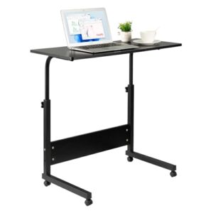 hadulcet mobile side table, mobile laptop desk cart, adjustable over bed table with wheels for sofa, couch desk for sofa laptop coffee snack, 31.5 x 15.7 in, black