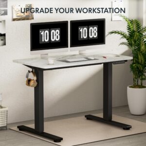 FLEXISPOT EN1 Height Adjustable Standing Desk 55 x 28 Inches Whole-Piece Desktop Electric Stand Up Desk Ergonomic Memory Controller (Black Frame + 55" Marble Grey Top, 2 Packages)