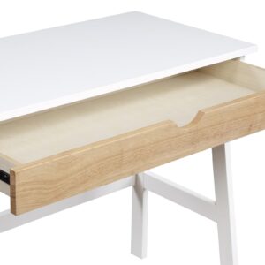 Daesar Writing Computer Desk with One Drawer in White/Natural