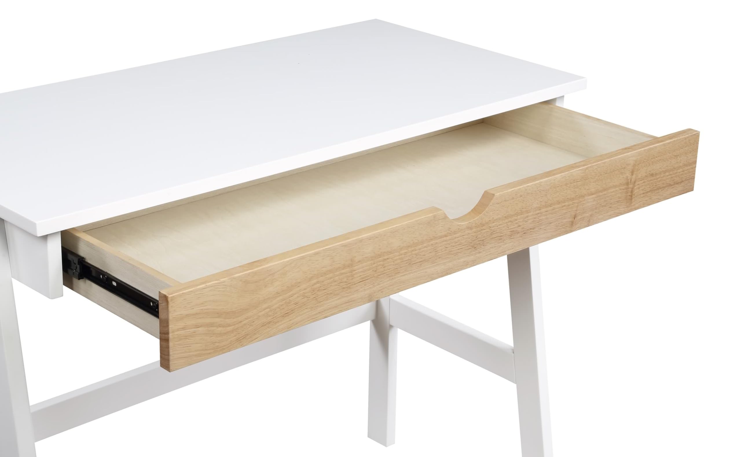 Daesar Writing Computer Desk with One Drawer in White/Natural