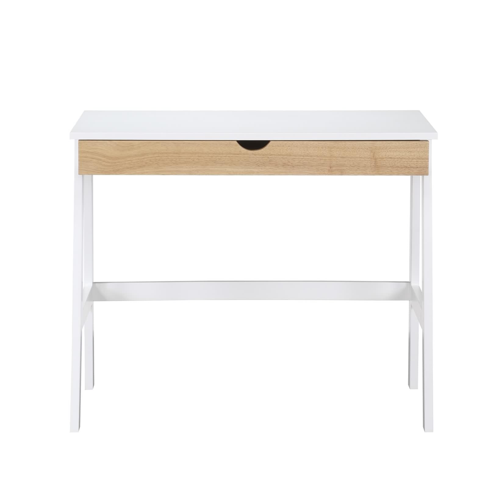 Daesar Writing Computer Desk with One Drawer in White/Natural