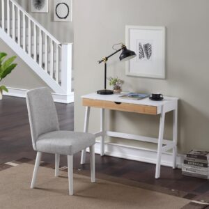 Daesar Writing Computer Desk with One Drawer in White/Natural