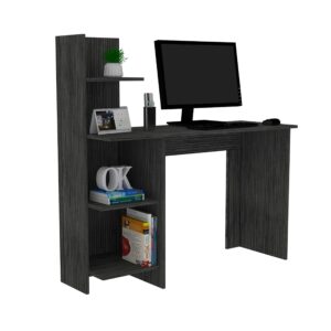 Aoyom 120 Computer Desk, Four Shelves -Smokey Oak