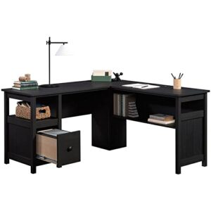 Pemberly Row L-shaped Traditional Engineered Wood Computer Desk in Raven Oak