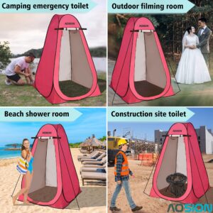 AOSION Privacy Shower Tent,Pop Up Changing Tent,Camp Bathroom Changing Dressing Room,Portable Toilet Tent with Carry Bag for Camping, Beach,Pink.