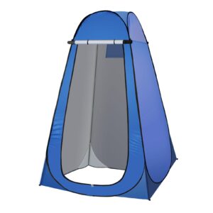 pop up privacy shower tent, portable camping shower tent, camping toilet changing room sun shelter with window for camping and beach, portable pop up changing tent with carry bag (blue)